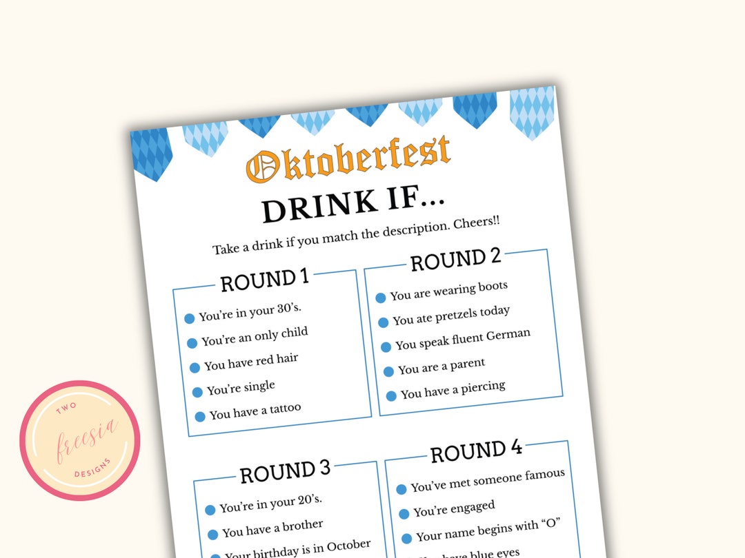 Drink If Game - Printable Adult Oktoberfest Party Games - Beer Festival ...