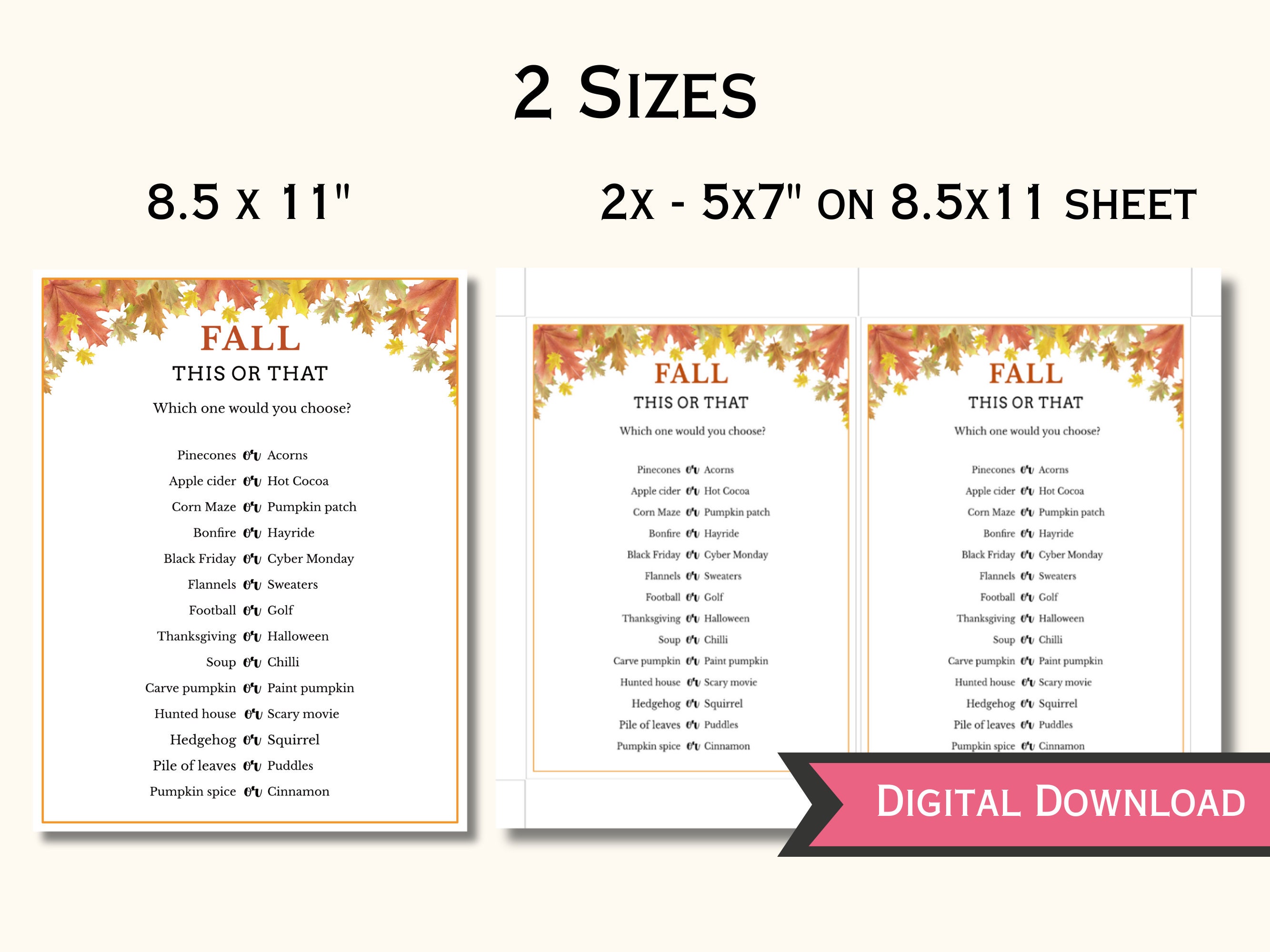 Fall This or That Game - Printable Autumn Game - Fun Fall Time ...