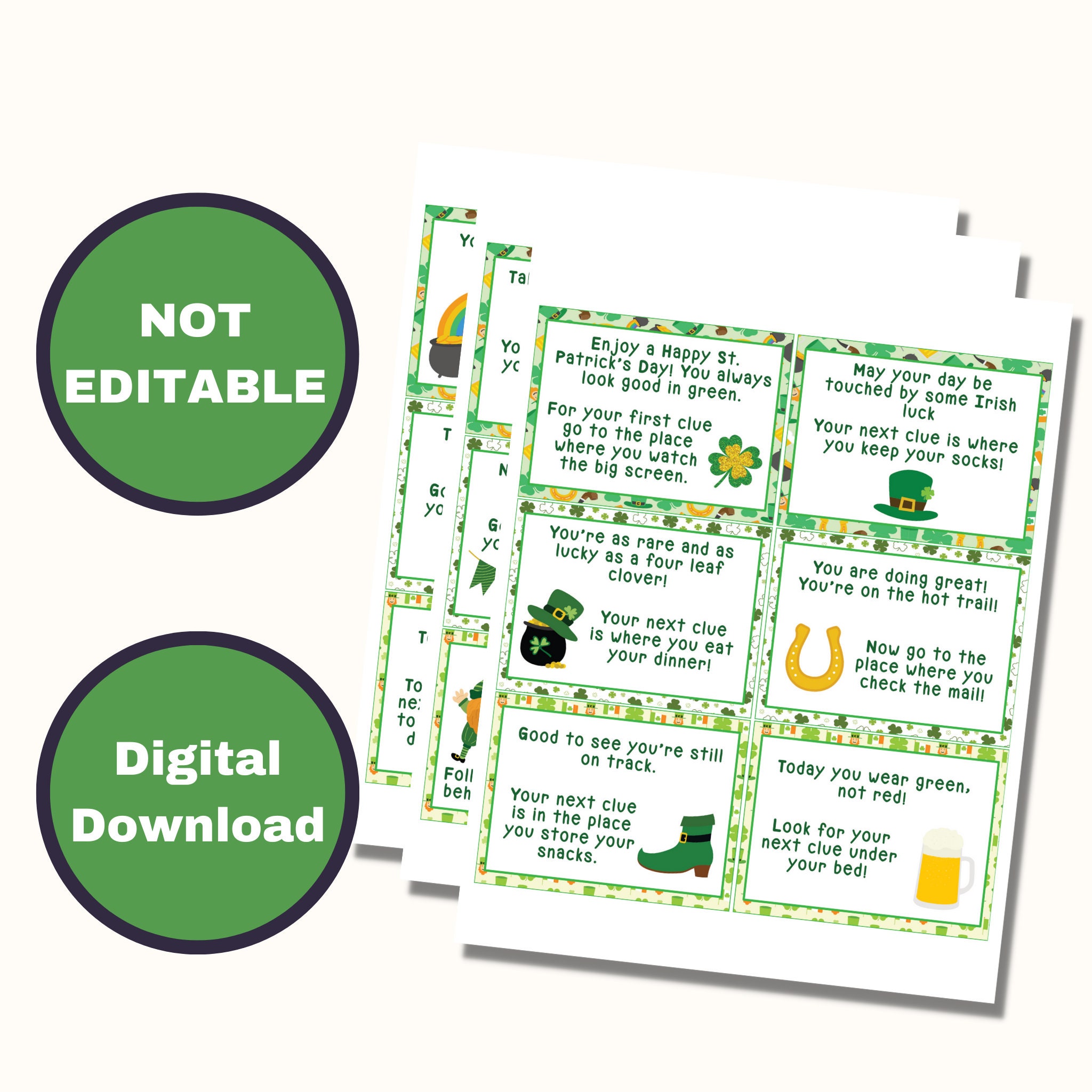 St. Patrick's Day Treasure Hunt - Printable Scavenger Hunt Clues ...