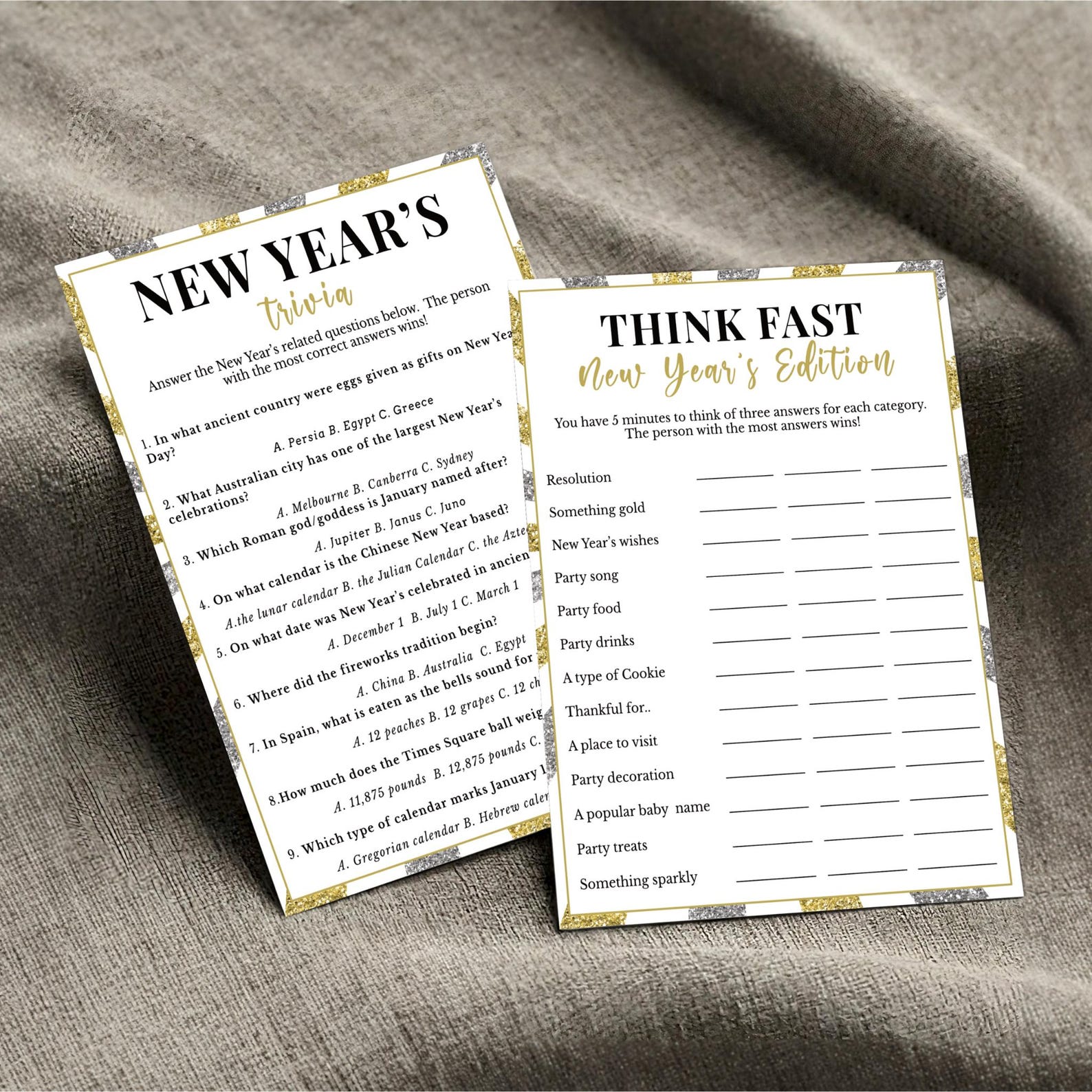New Years Games Bundle, Printable New Years Party Games for Kids and ...