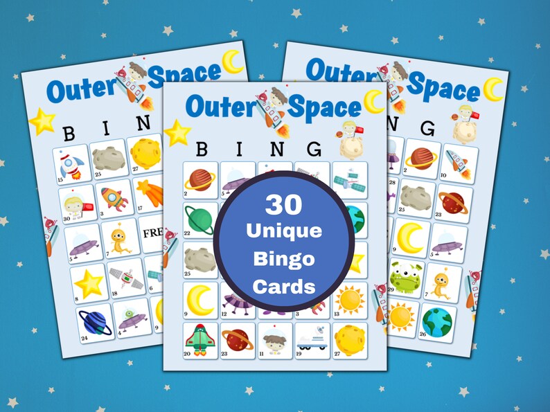 Outer Space Bingo Game Printable Space Bingo Game for Kids Birthday ...