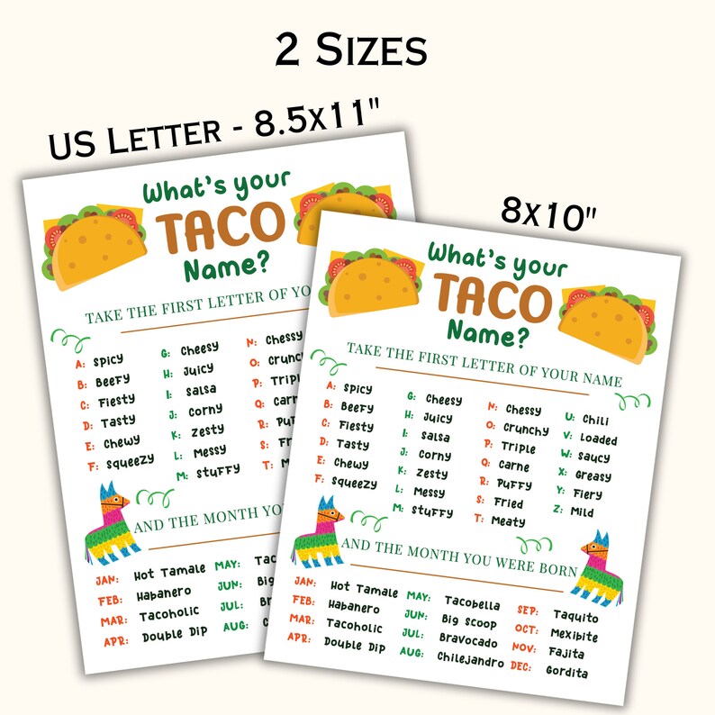 What's Your Taco Name - Mexican Fiesta Game for Kids, Teens & Adults ...