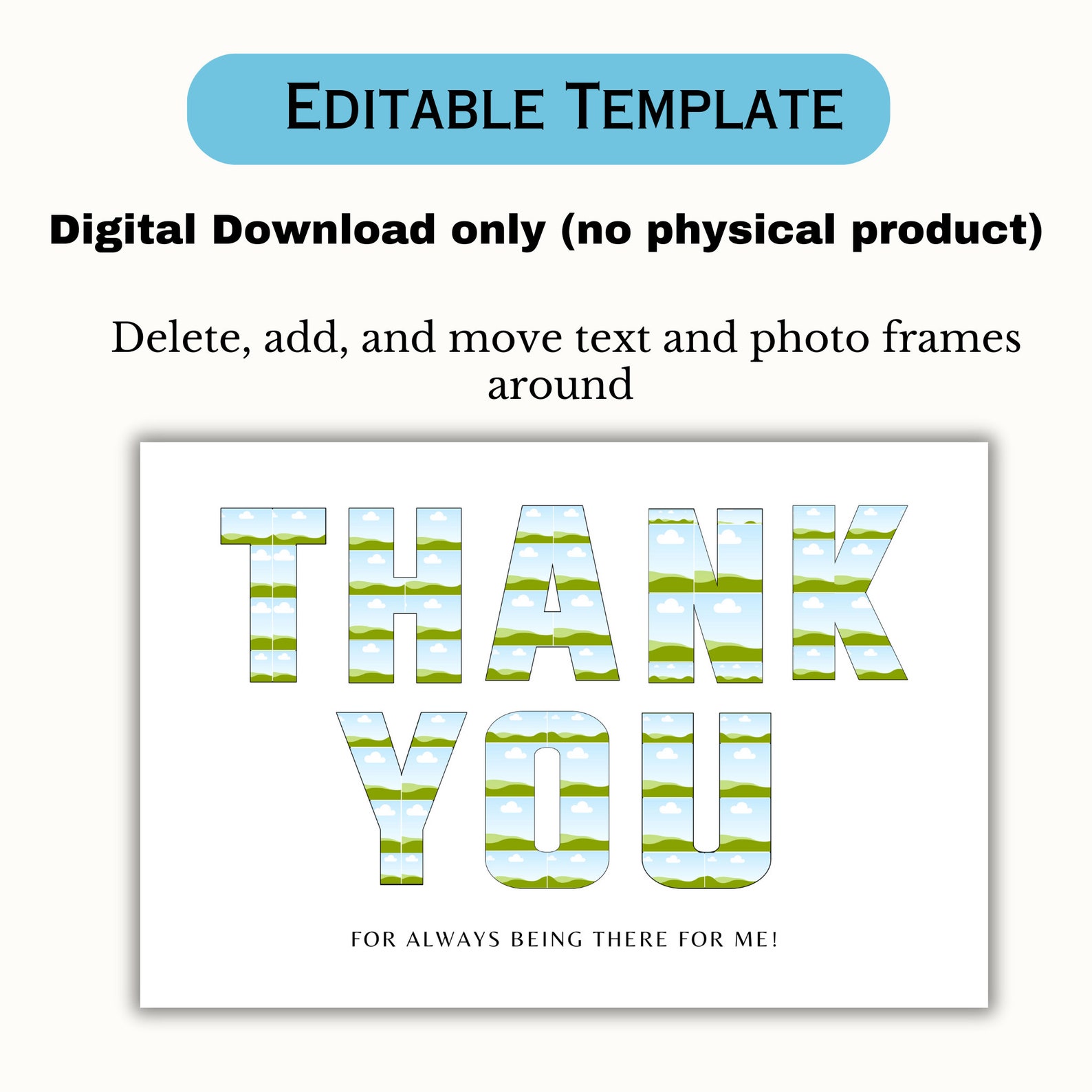 Thank You Photo Collage Template Photo Gift Collage Editable Template ...