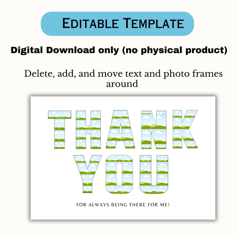 Thank You Photo Collage Template Photo Gift Collage Editable Template ...