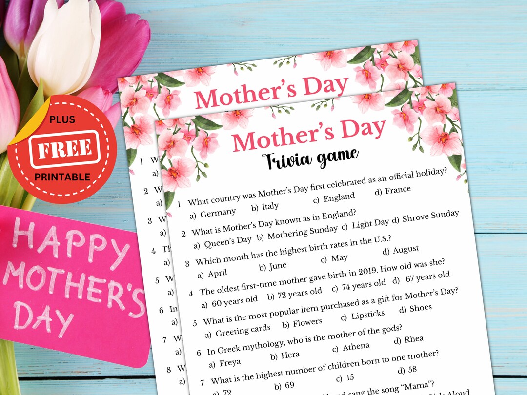 Printable Mother's Day Party Game - Trivia Game - Family Game Night ...