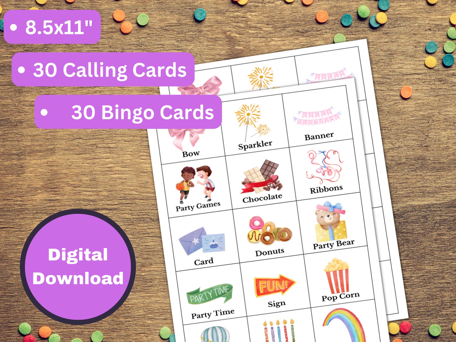 Birthday Bingo Game - Printable Birthday Party Game for Kids and Adults ...