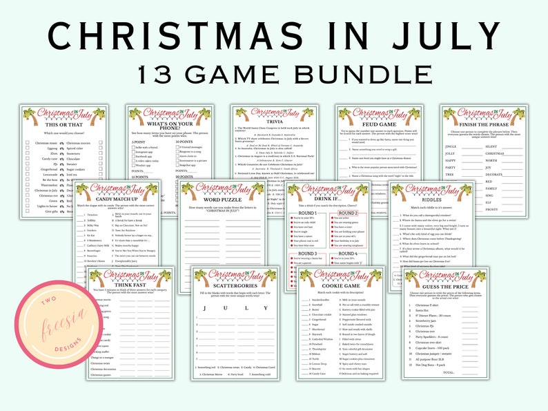Printable Christmas in July Games for Kids & Adults 13 Christmas in ...