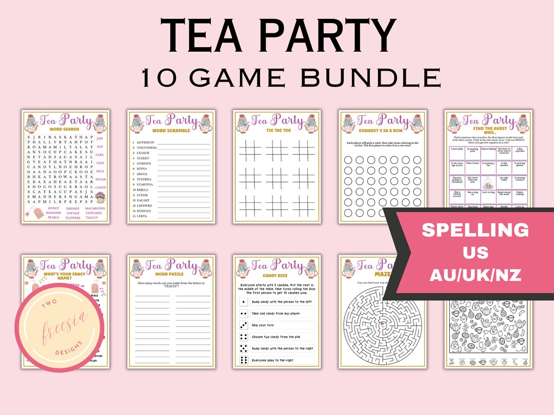 10 Tea Party Game Bundle for Kids - Tea Party Games for Girls Birthday ...