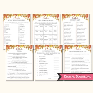 12 Printable Autumn Game Bundle - Fun Fall Time Activities for Adults ...