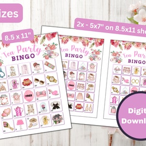 Printable Tea Party Bingo Cards - 30 Unique Bingo Cards, Girls Birthday ...