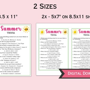 Summer Trivia Game - Printable Summer Games for Kids & Adults - Beach ...