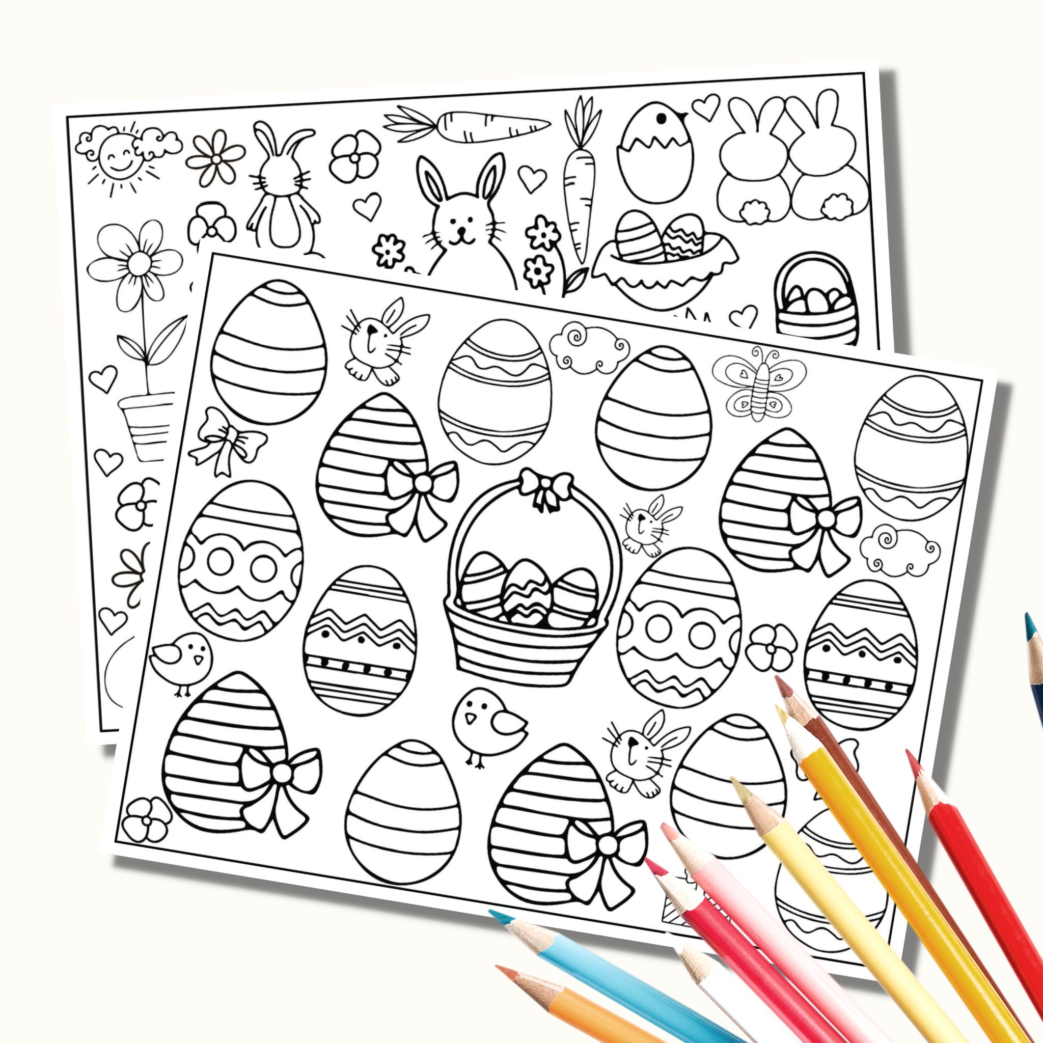 Printable Easter Doodle Coloring Pages Egg Placemat Activity Sheets for ...