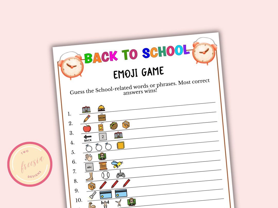 Back to School Emoji Game - Printable Back to School Game and Activity ...