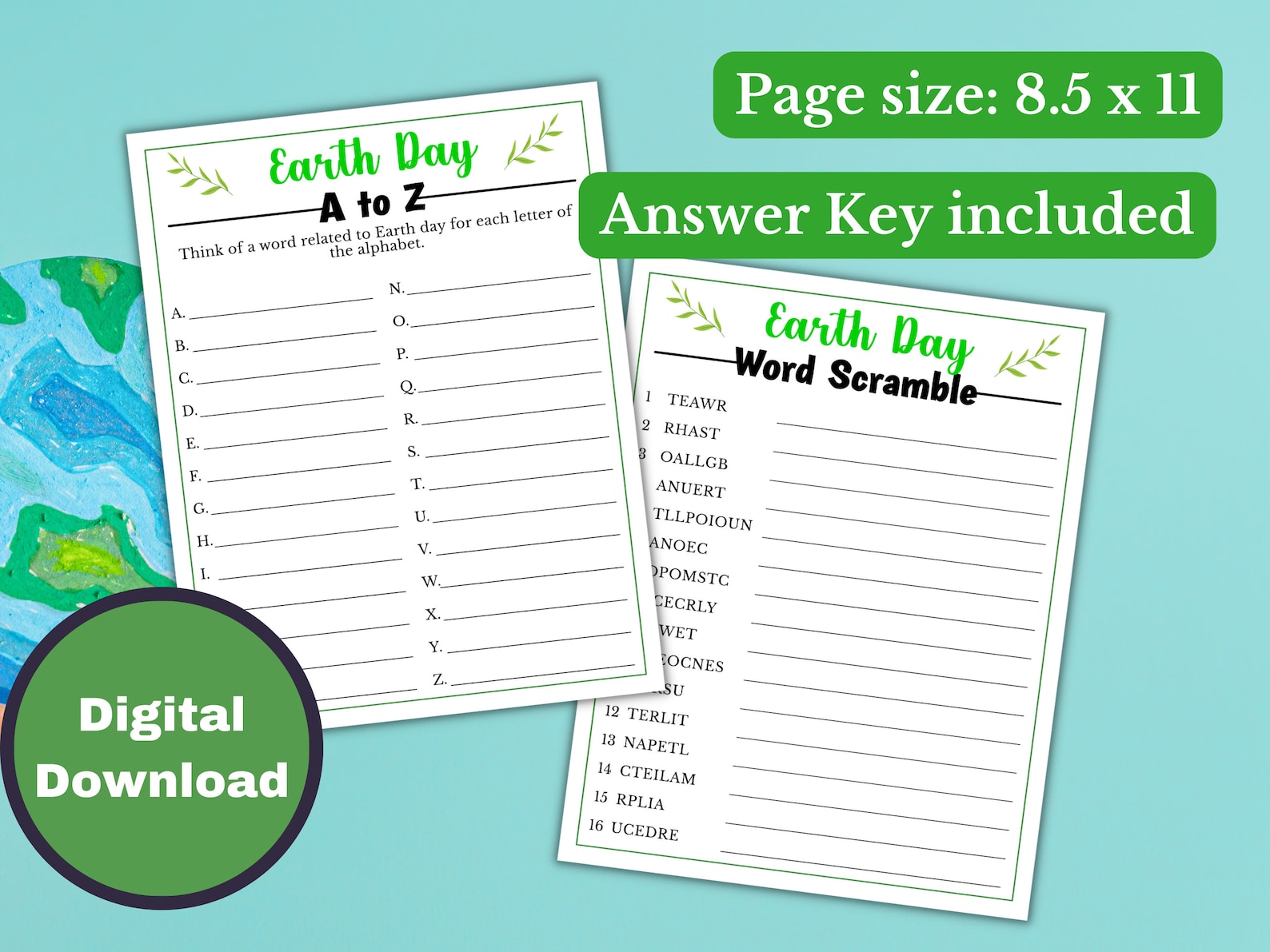 Printable Earth Day Game Bundle for Kids and Adults Game for - Etsy