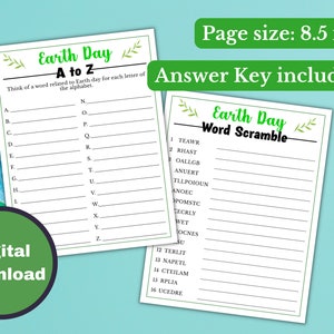 Printable Earth Day Game Bundle for Kids and Adults Game for - Etsy