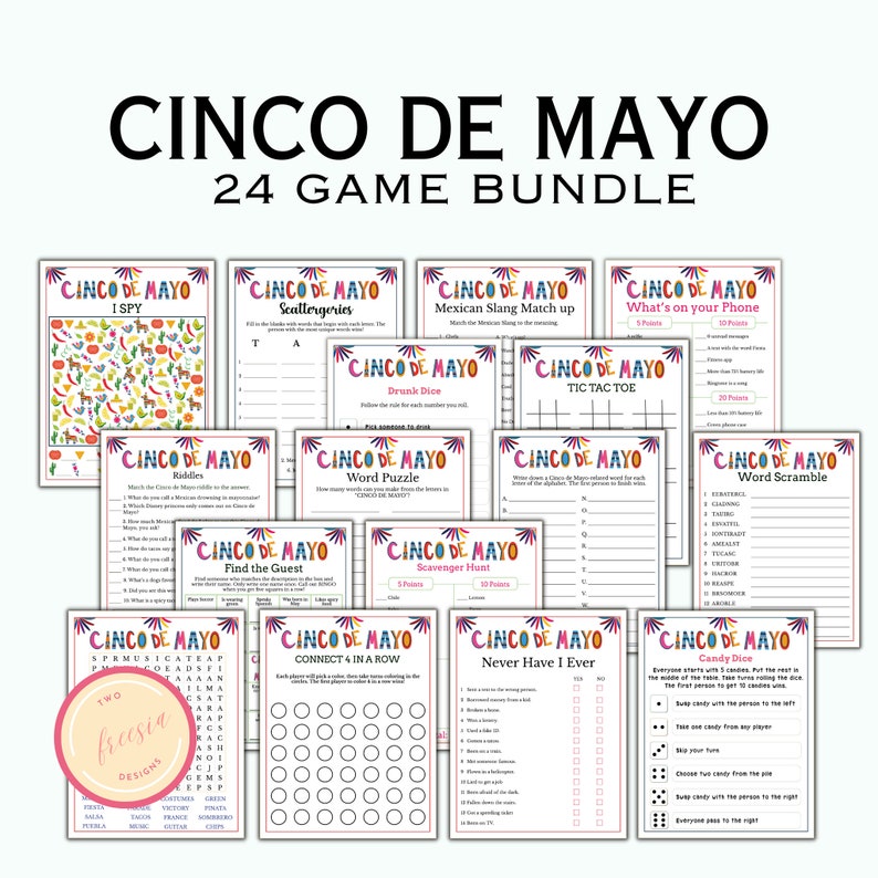 24 Cinco De Mayo Game Bundle for Kids & Adults - Mexican Game Night ...