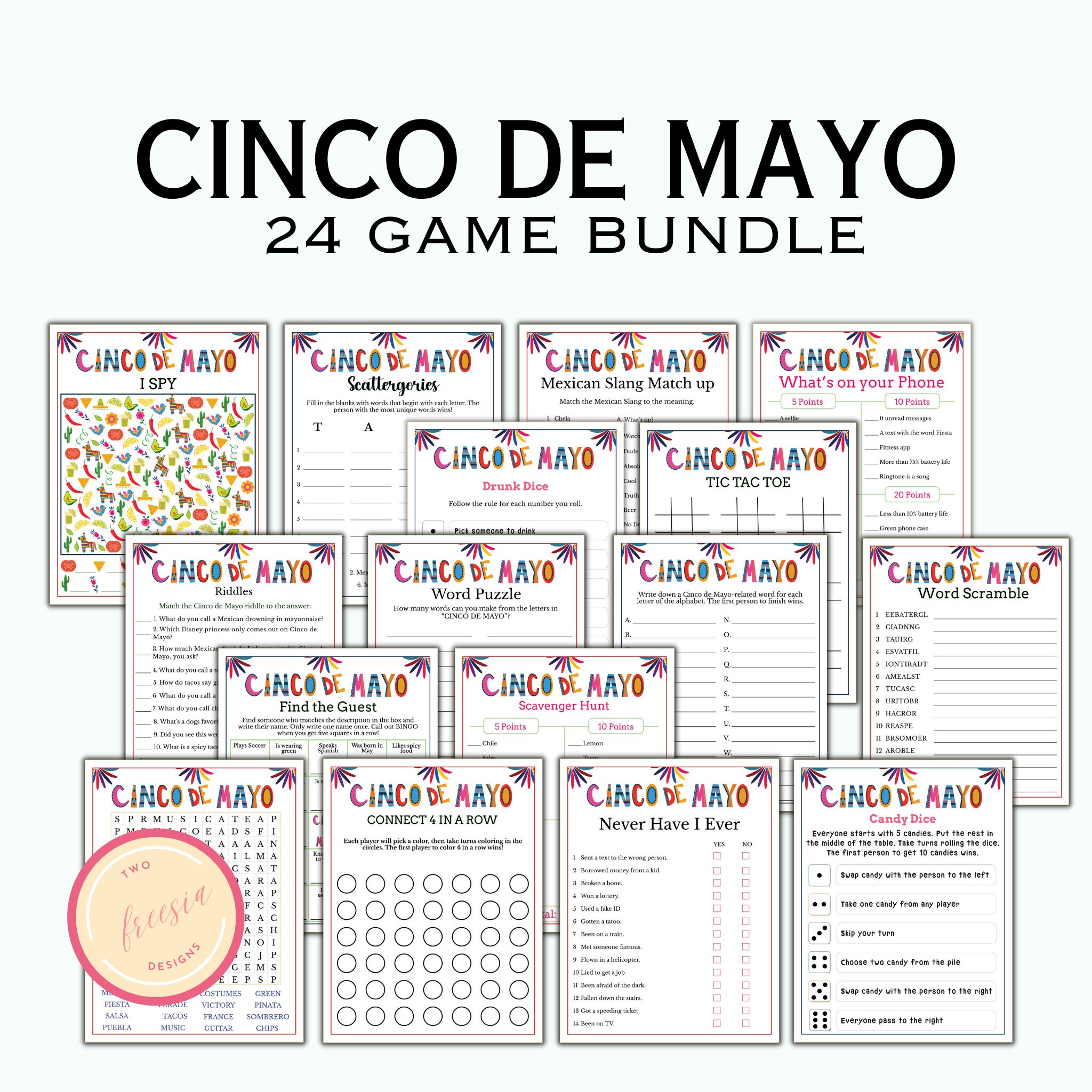 24 Cinco De Mayo Game Bundle for Kids & Adults - Mexican Game Night ...