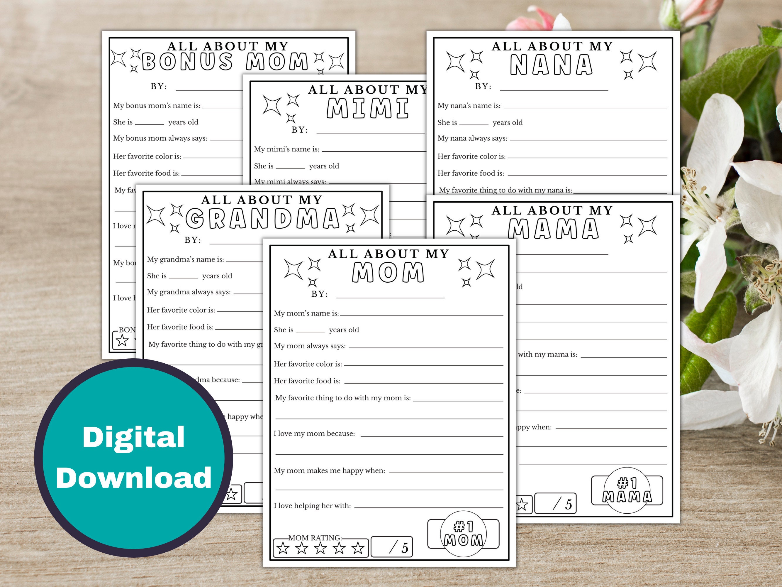 All About My Mom Grandma Mimi Nana Bonus Mom Mama Fill - Etsy