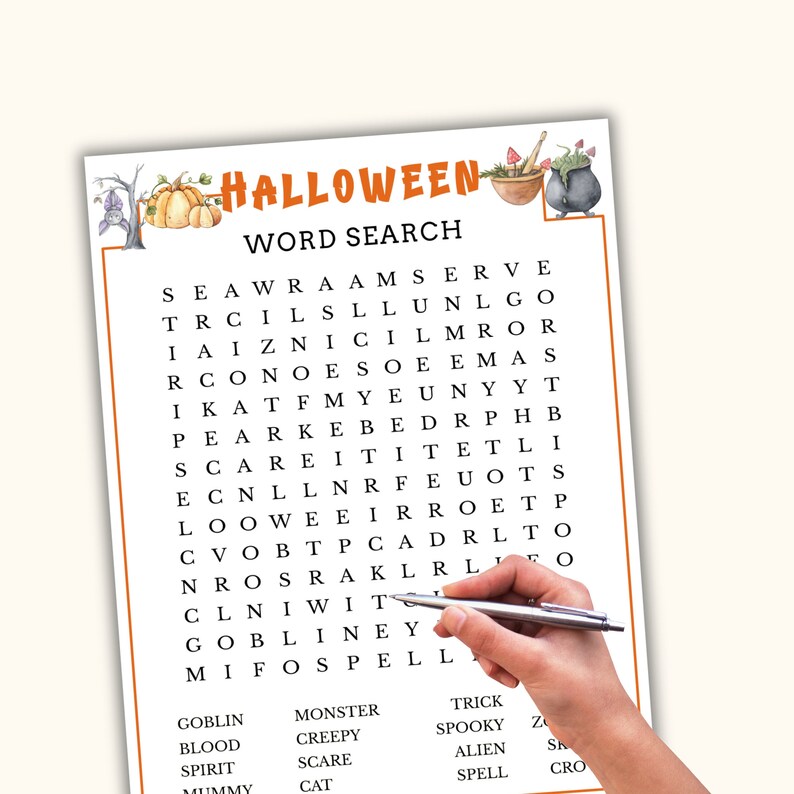 Halloween Word Search Game - Printable Halloween Party Game - Party ...