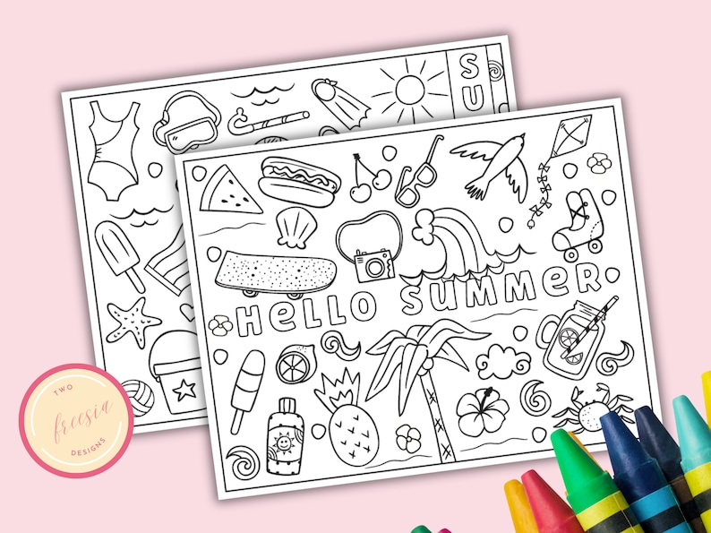 Printable Summer Doodle Coloring Pages Summer Coloring - Etsy