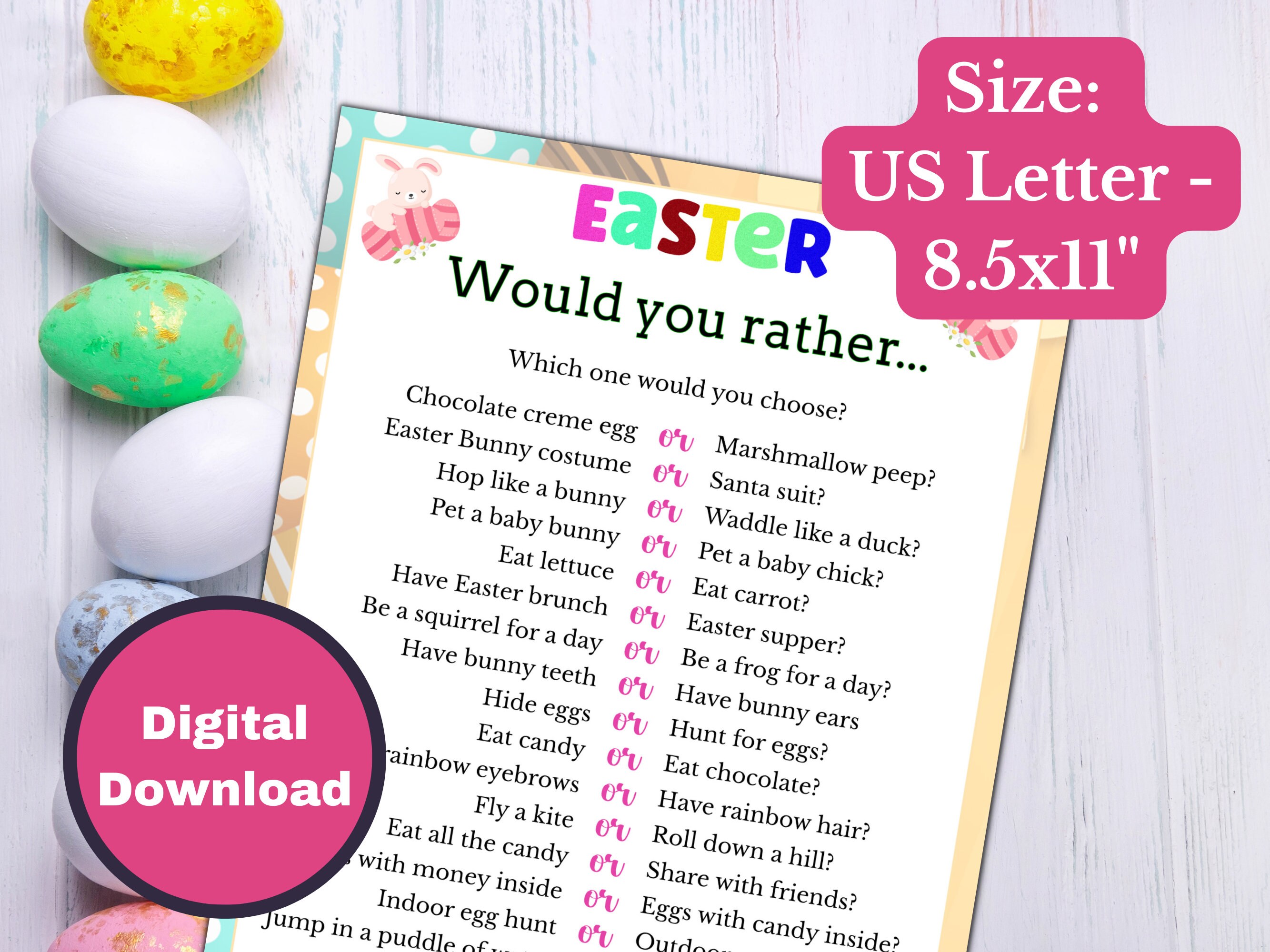 Easter Would You Rather Game Easter Printable Games for Kids & Adults ...