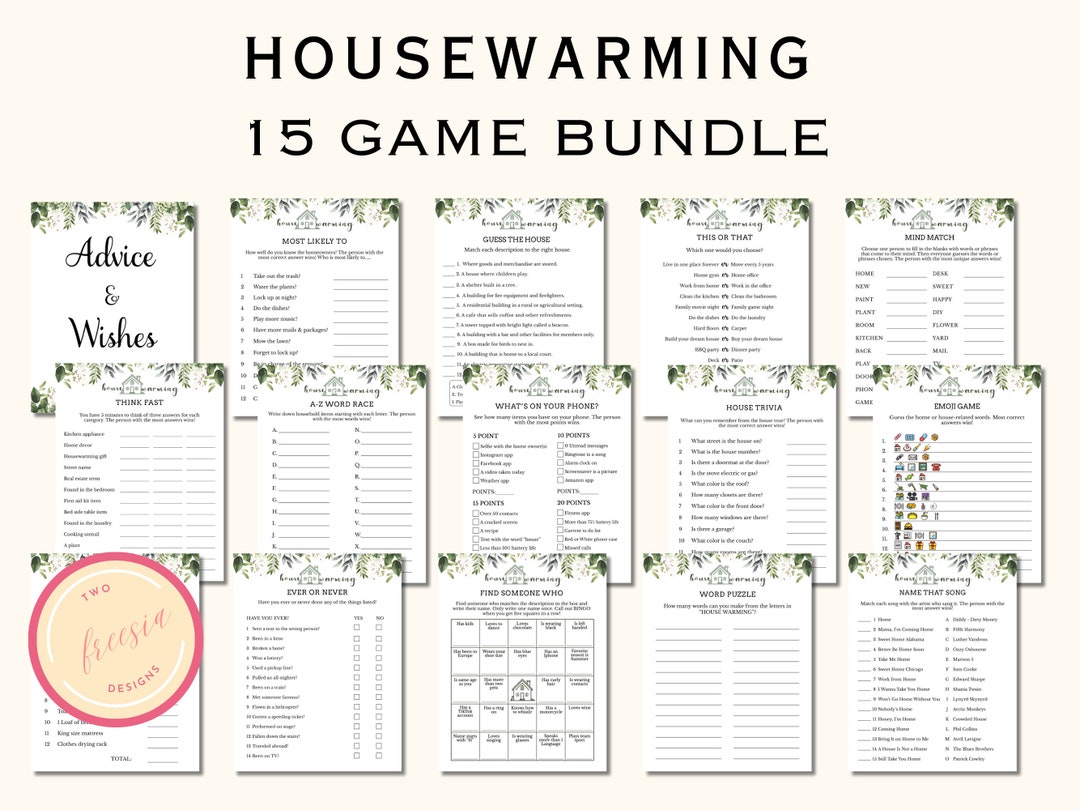 Housewarming Party Games - Printable Housewarming Game Bundle ...