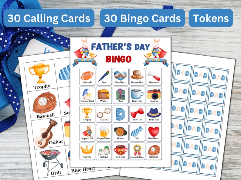 Father's Day Bingo Cards - Printable Party Game for Father's Day Party ...