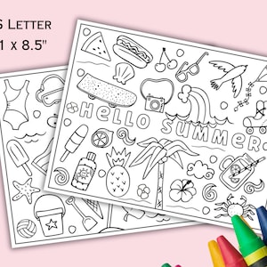 Printable Summer Doodle Coloring Pages - Summer Coloring Placemat ...