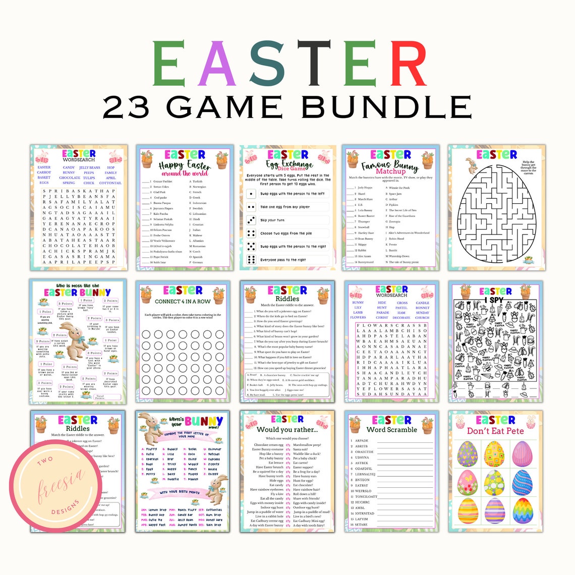 Easter Game Bundle - Easter Printable Games for Kids & Adults - Easter ...