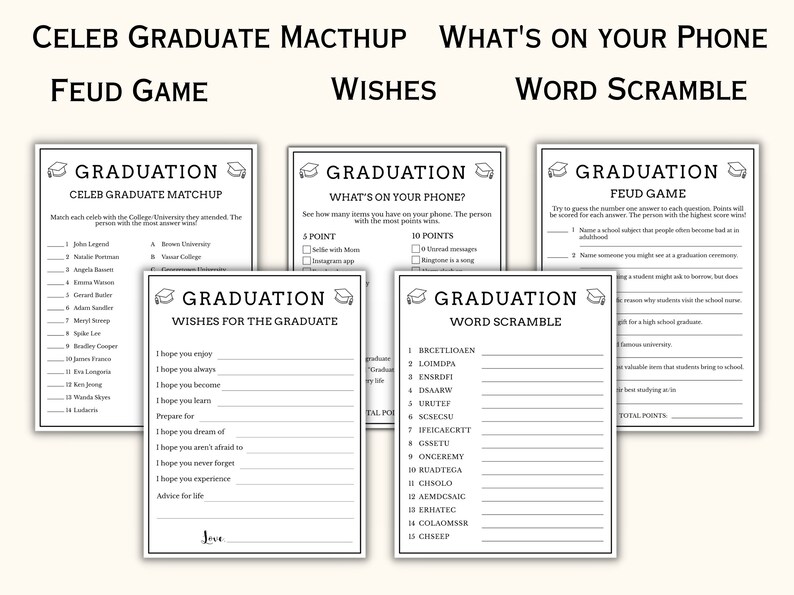 14 Printable Graduation Party Games Bundle 2024 Graduation Games Class ...