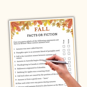 Facts or Fiction Game - Printable Autumn Game - Fun Fall Time ...