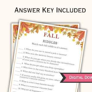 Fall Riddles Game - Printable Autumn Game - Fun Fall Time Activities ...