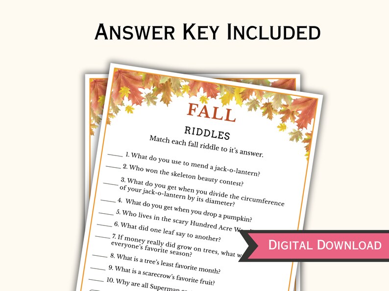 Fall Riddles Game - Printable Autumn Game - Fun Fall Time Activities ...
