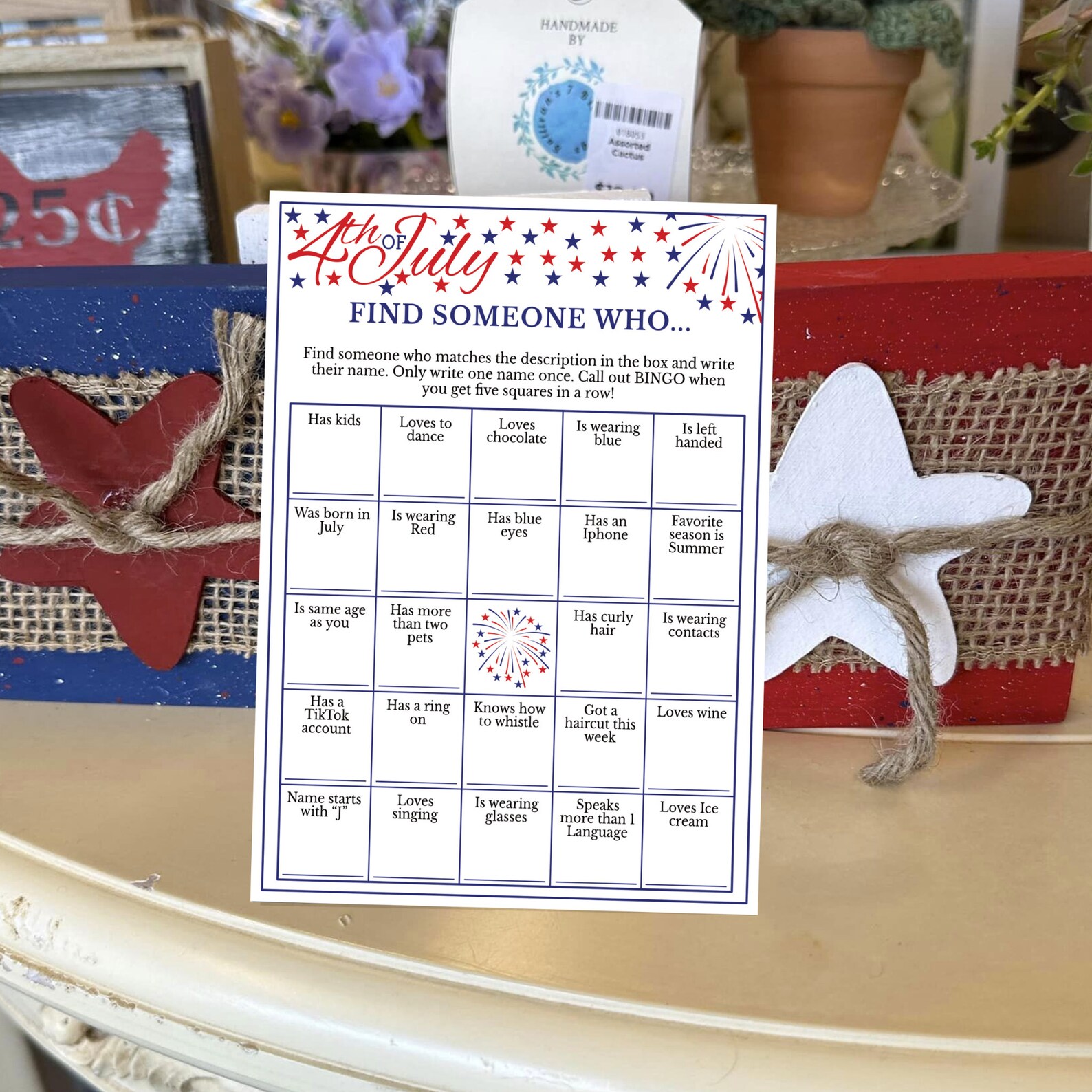 Find Someone Who Bingo Game - Printable Fourth of July Game ...