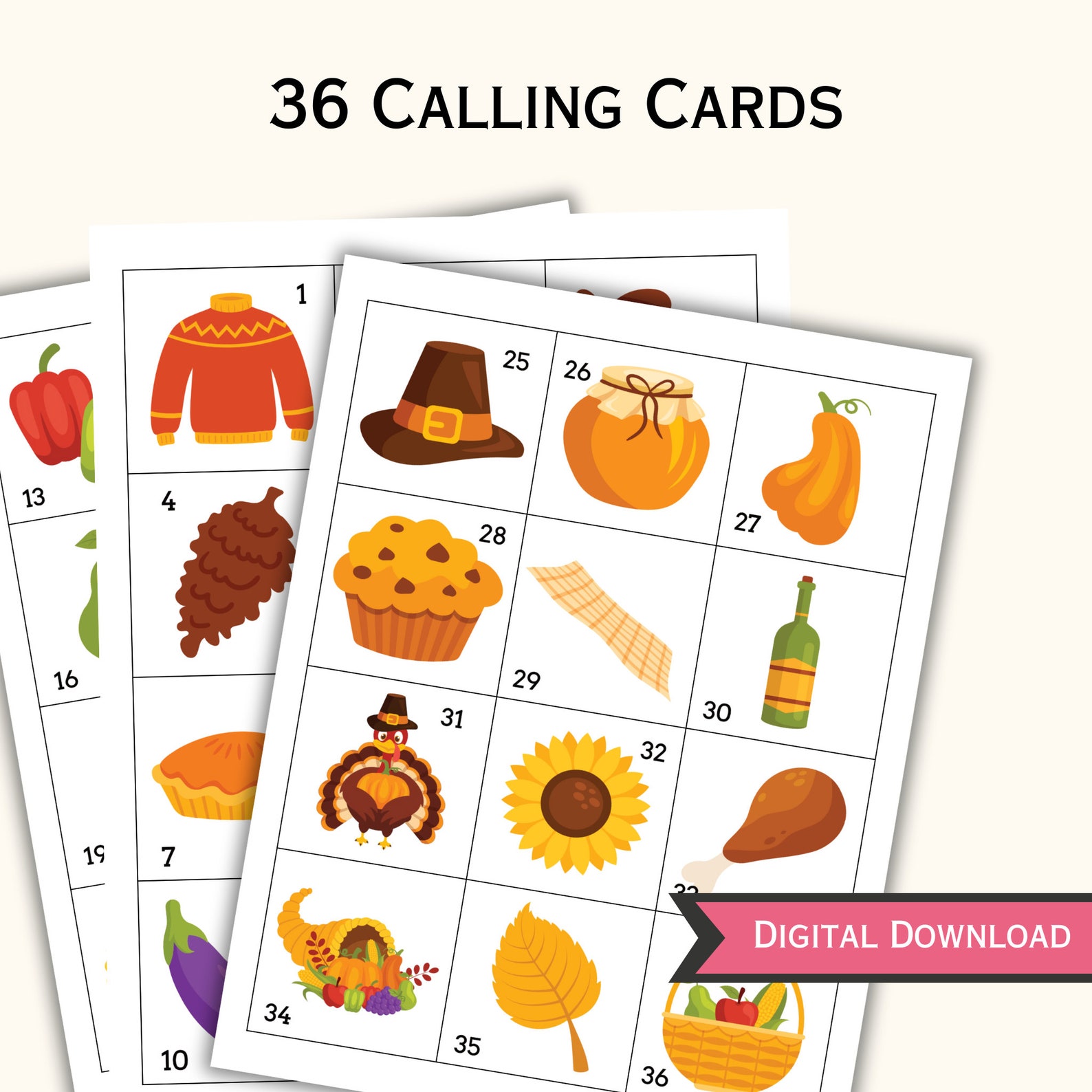 30 Thanksgiving Bingo Cards - Printable Thanksgiving Games for Kids and ...