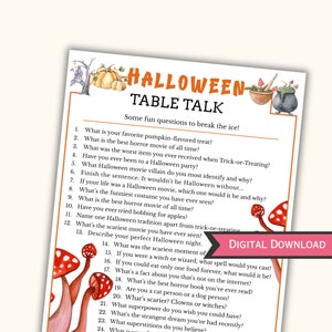 Halloween Table Talk - Icebreaker Questions - Halloween Conversation ...