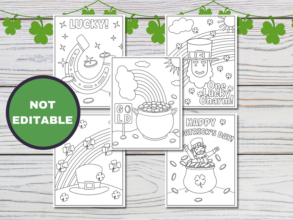Printable St. Patrick's Day Coloring Pages for Kids Party Activity ...
