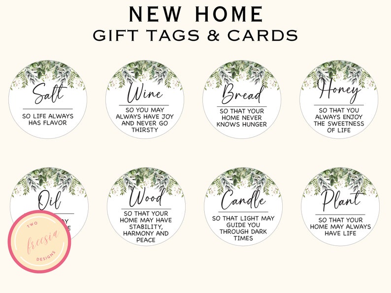 Printable Greenery New Home Tags and Cards Traditional - Etsy