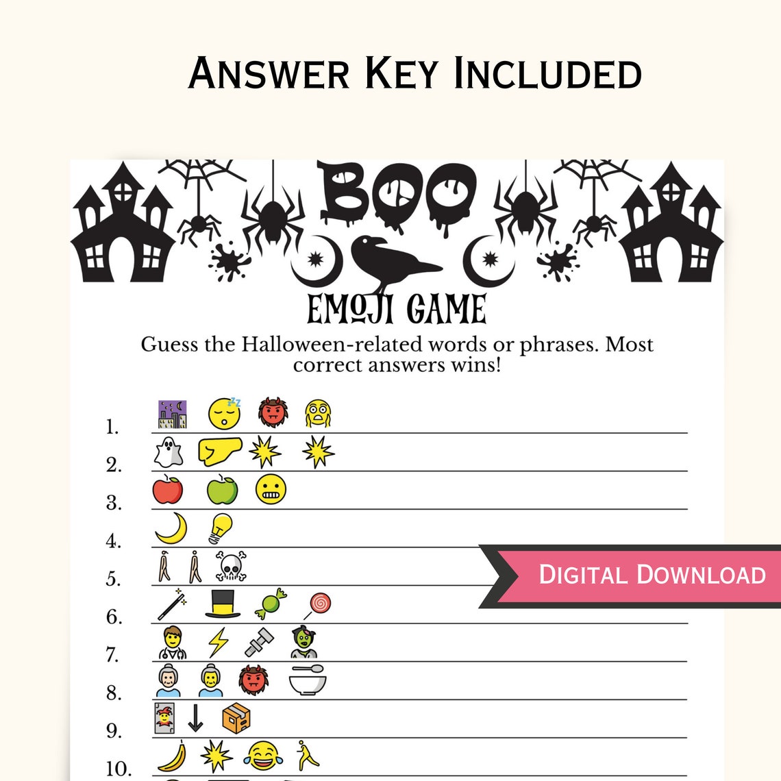 Halloween Emoji Game Printable Halloween Party Game Party Icebreaker ...