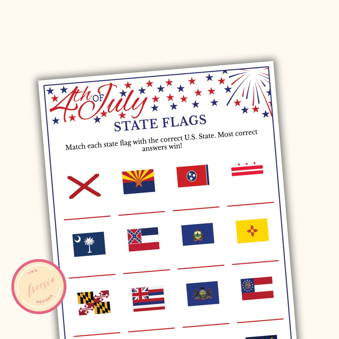 4th of July - State Flag Match Game - Printable Fourth of July Game ...