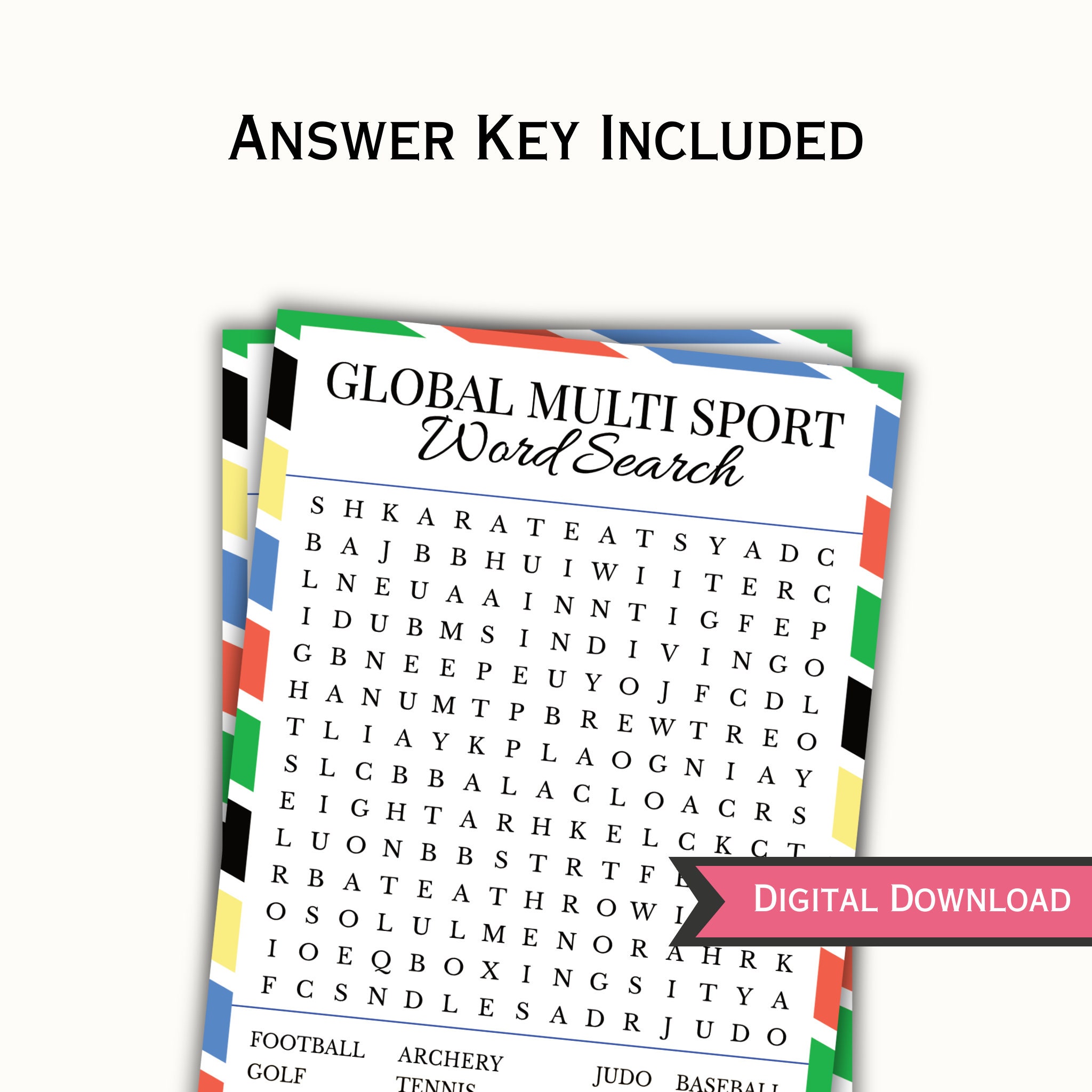 Summer Sports Printable Games - Global Games - USA Sports Themed ...