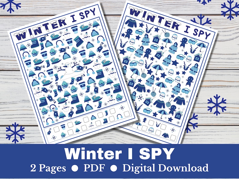 Winter I Spy Games for Kids - Printable Classroom Party Activity ...