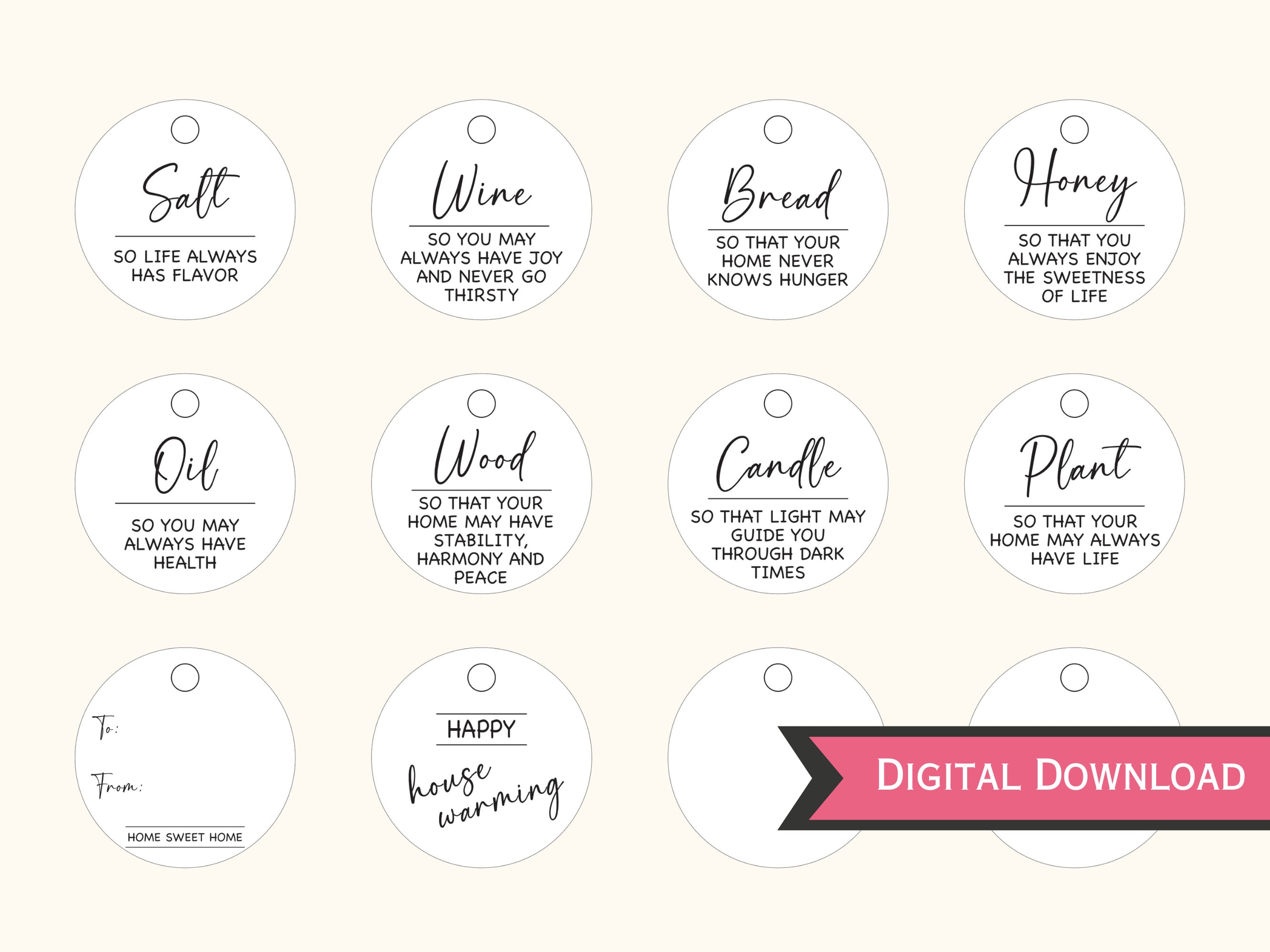 Printable New Home Tags and Cards - Traditional Housewarming Gift ...