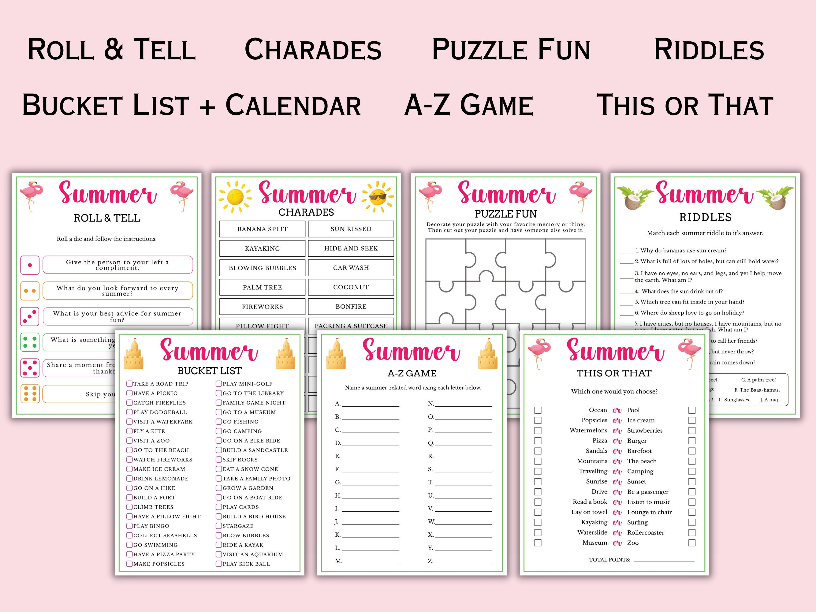27 Summer Party Games Bundle - Printable Beach, Pool Party Games and ...