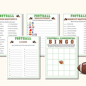 Football Game Bundle - 15 Printable Football Party Games Pack ...