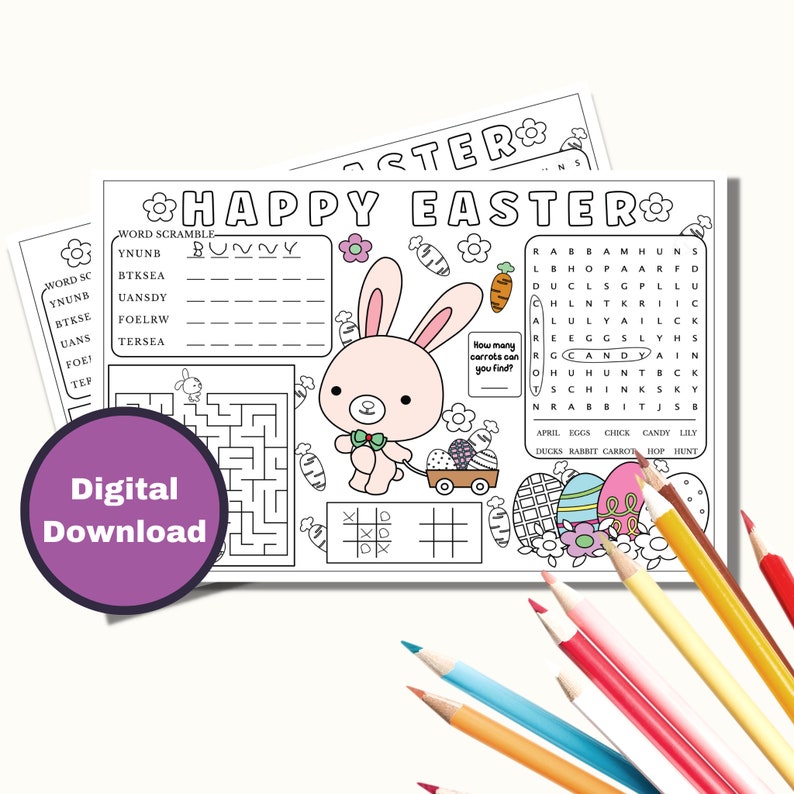 Easter Placemat - Printable Coloring and Activity Sheet for Kids ...
