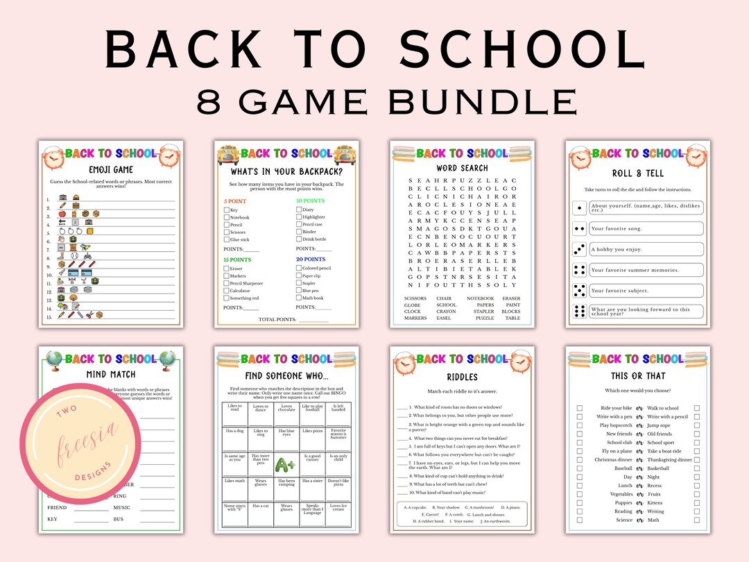 Back to School Game Bundle - 8 Printable Ice Breaker Games for ...