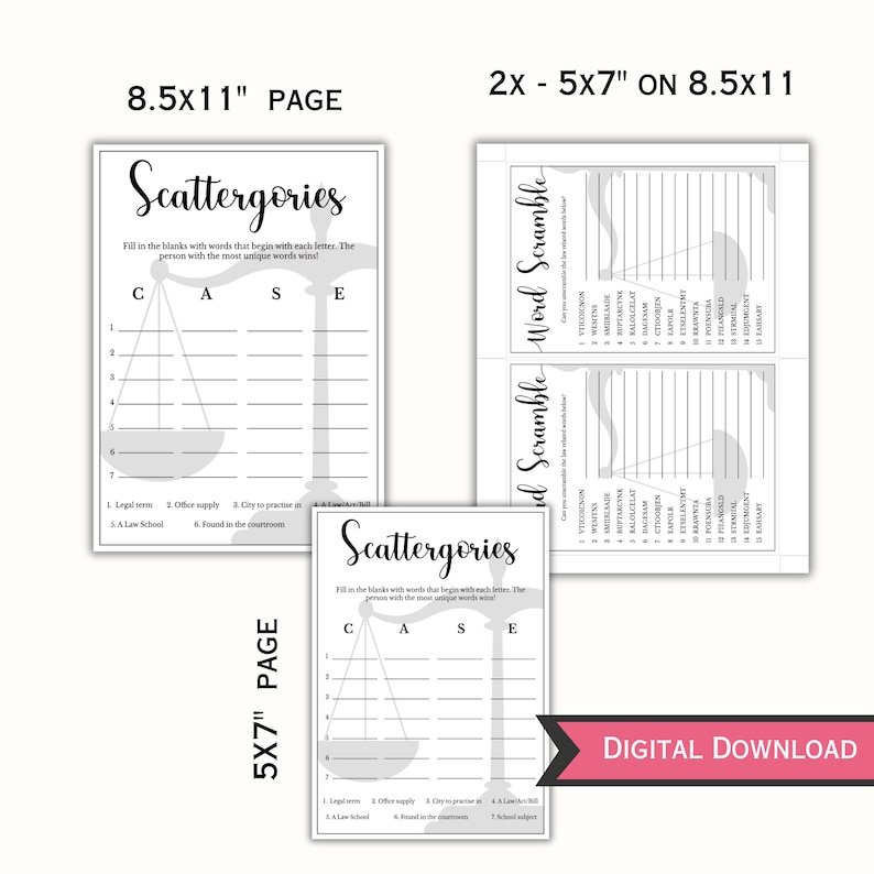 Law School Graduation 8 Game Bundle Lawyer Retirement Party Games ...