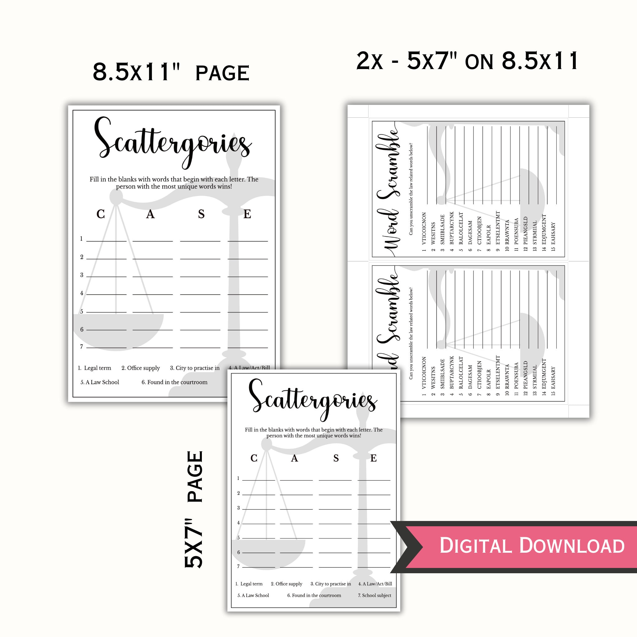 Law School Graduation 8 Game Bundle Lawyer Retirement Party Games ...