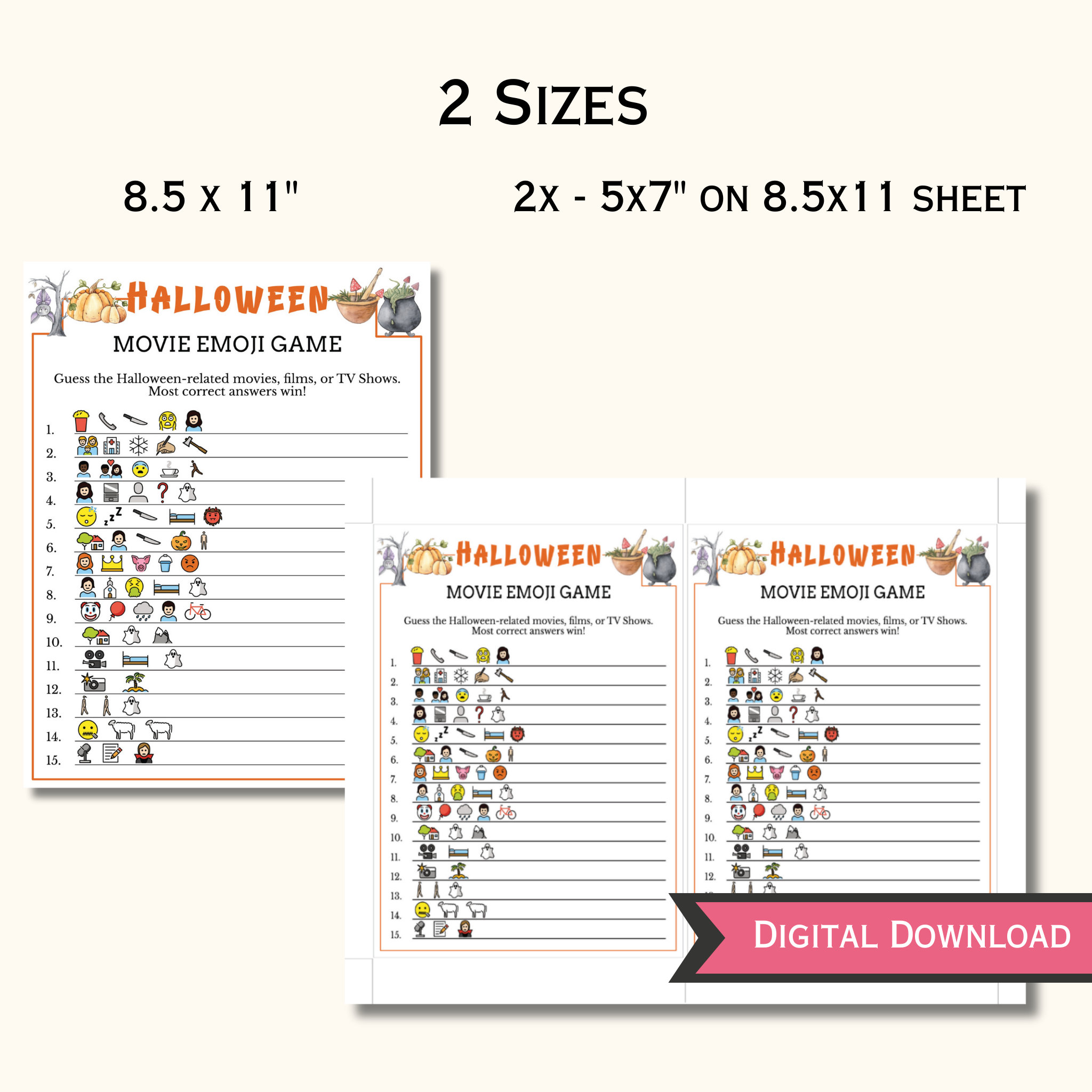 Halloween Movie Emoji Game - Printable Halloween Party Game for Teens ...